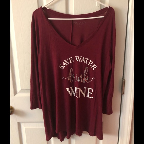 Mic & Jax | Tops | Mic Jax Womens Wine Shirt Size X Burgundy Scoop Neck ...